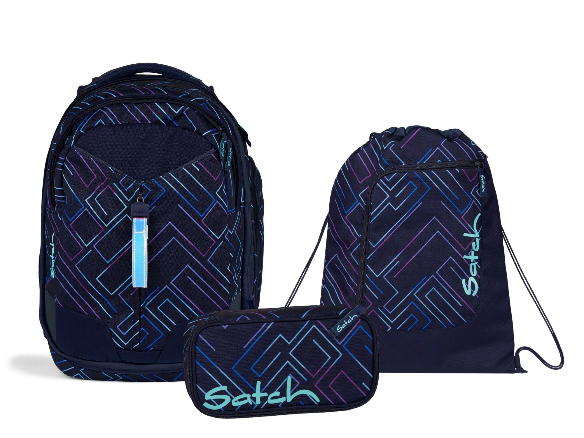 Satch Schulrucksack-Set MATCH Purple Laser 3-teilig | DSBO24
